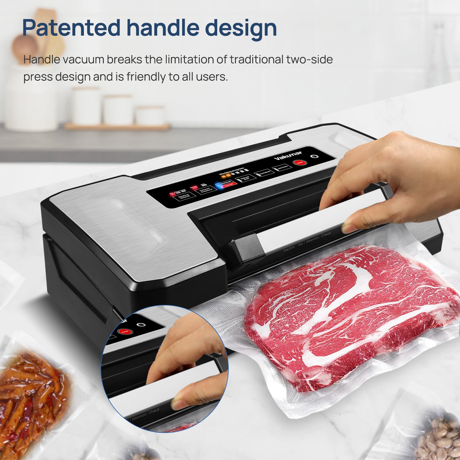 Vakumar Vacuum Sealer Machine for Meat, Sous Vide & Meal Prep - 90Kpa ...